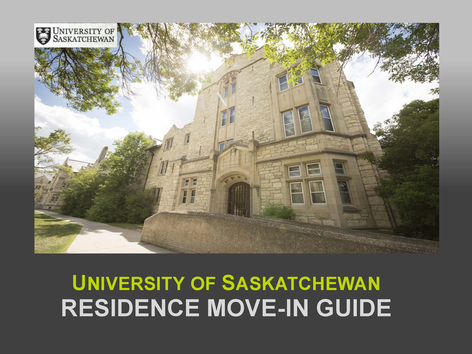 Move In - Residence - University of Saskatchewan